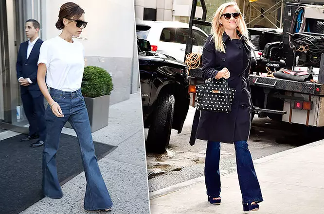 Uitgebreide grenzen: 5 modieuze jeans-klauw, zoals Reese Witherspoon en Victoria Beckham 41831_2