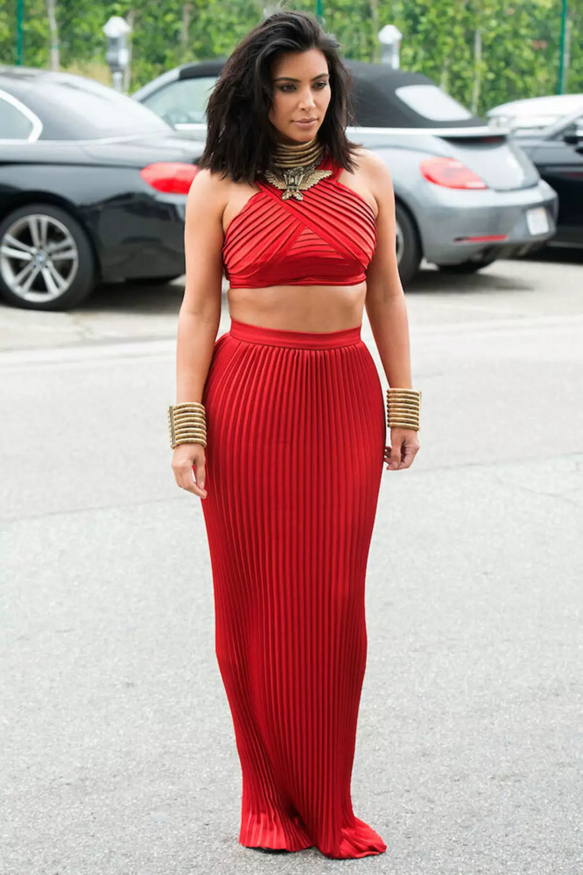 Kim Kardashian emphasized the lush bust in red leather jumpsuit 55580_7