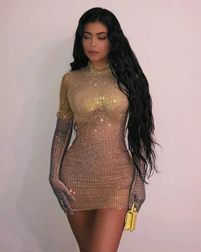 Kylie Jenner showed seductive forms in a fitting dress 56833_1